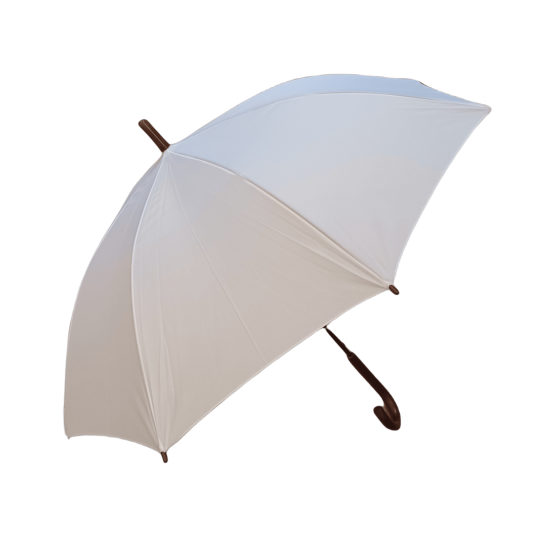 Paraguas blanco con mango de madera – ABC