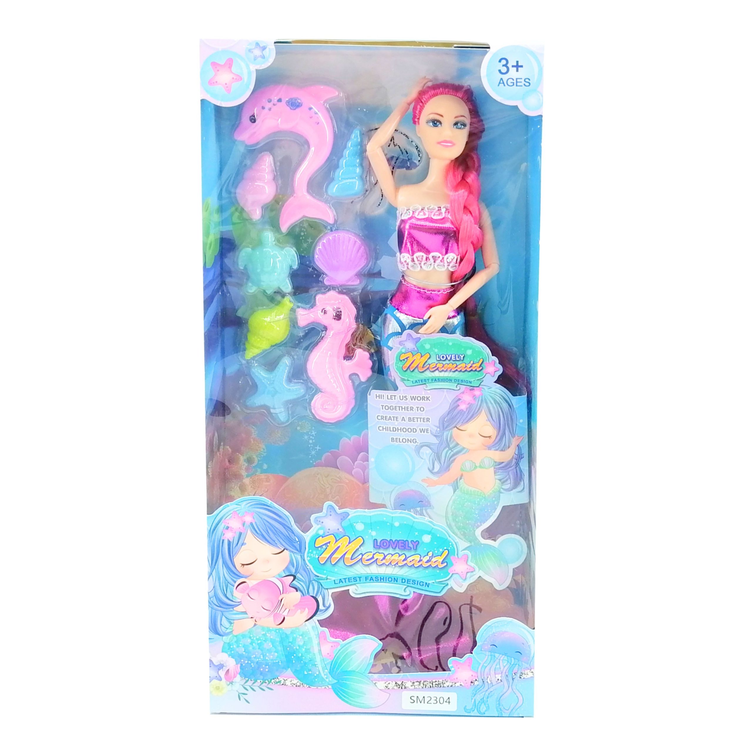 Muñeca articulada sirena con 8 accesorios 29cm – ABC